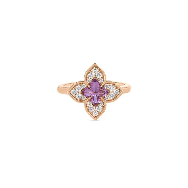 Roberto Coin 18k Rose Gold Venetian Princess Carnival Pavé Diamond And Gemstone Flower Ring,rg|8883568ax65x M - Purple