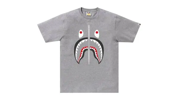 A BATHING APE Shark Relaxed Fit Tee Shirt - Grey