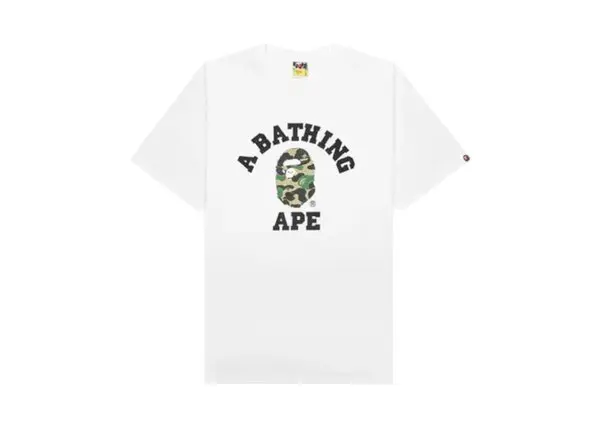 A BATHING APE Abc Camo College 1j30110005 Tee Shirt - White/green