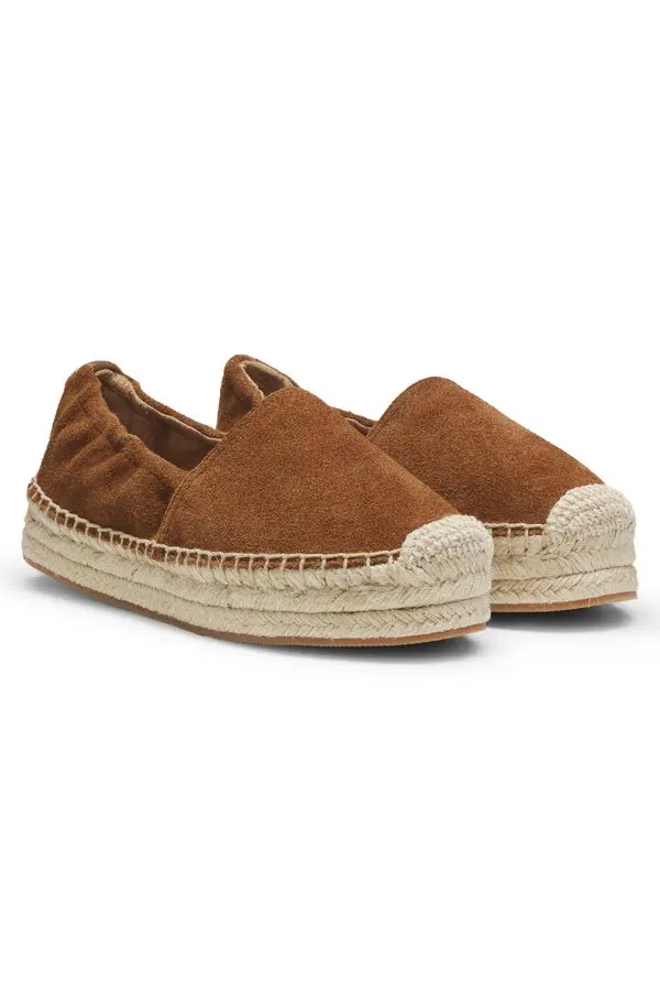 BOSS Suede Espadrilles With Jute Midsole - Brown