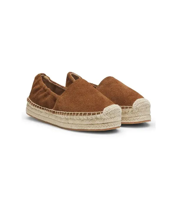 BOSS Suede Espadrilles With Jute Midsole - Brown