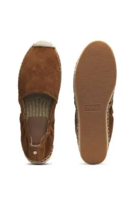 BOSS Suede Espadrilles With Jute Midsole - Brown