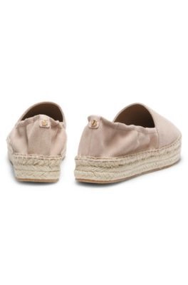 BOSS Suede Espadrilles With Jute Midsole - Pink