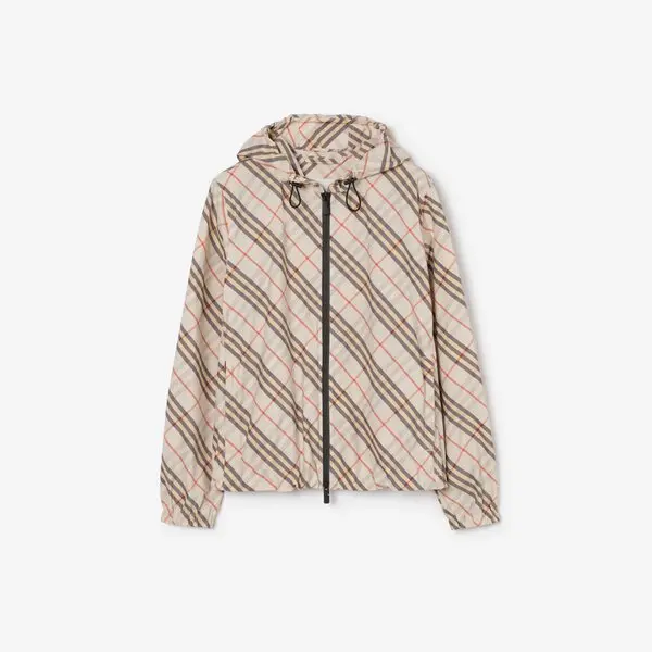 Burberry Checked Hooded Jacket - Pebble Beige