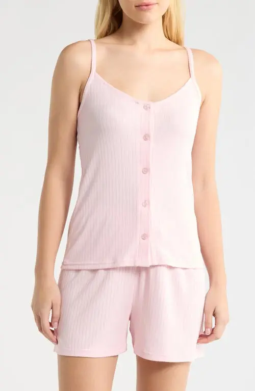 French Connection Rib Camisole & Shorts Sleep Set - Icy Pink