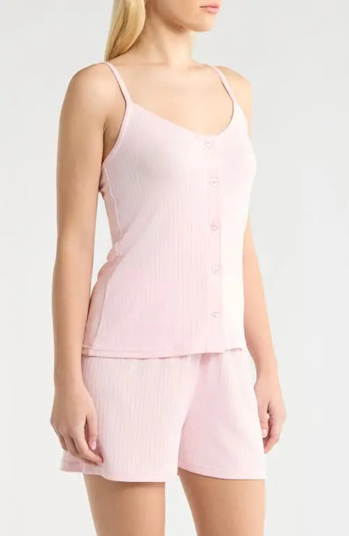 French Connection Rib Camisole & Shorts Sleep Set - Icy Pink
