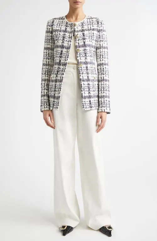 St. John Amara St. Tropez Plaid Tweed Jacket
