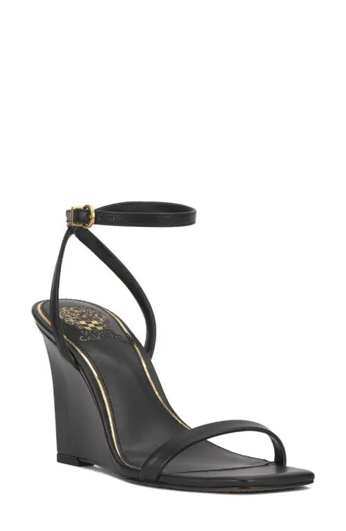 Vince Camuto Ankle Strap Wedge Sandal - Black