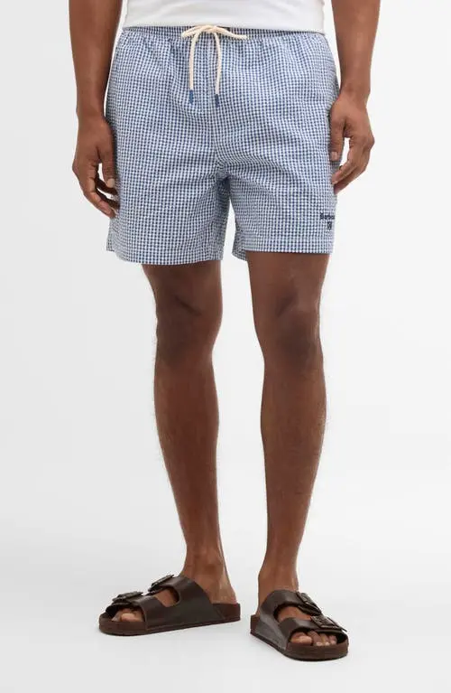 Barbour Gingham Seersucker Swim Trunks - Sailboat Blue