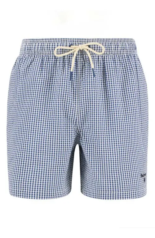 Barbour Gingham Seersucker Swim Trunks - Sailboat Blue