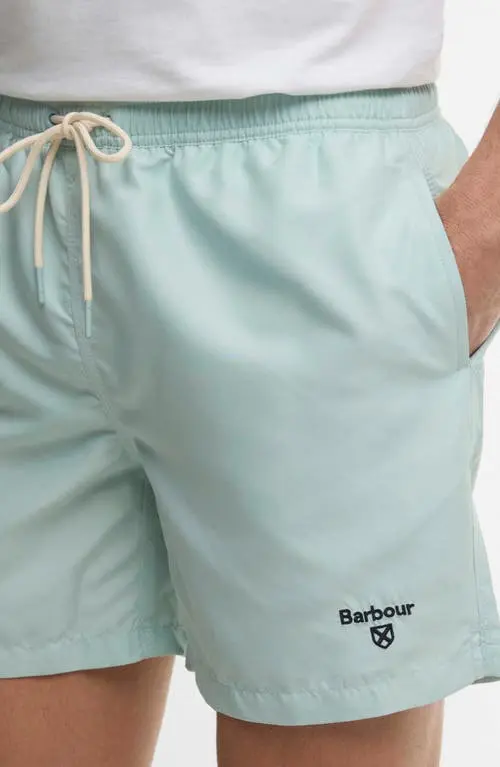 Barbour Water Reactive Leaf Print Swim Trunks - Mint Blue