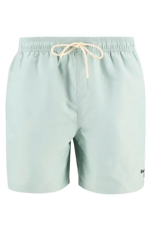 Barbour Water Reactive Leaf Print Swim Trunks - Mint Blue