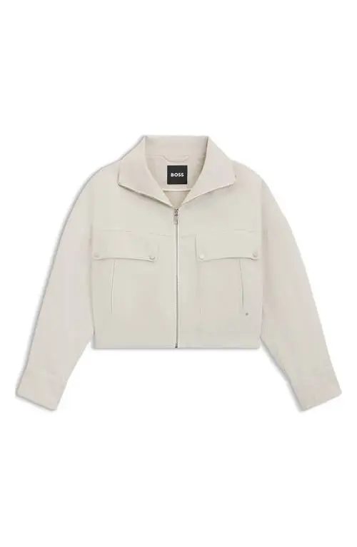 BOSS Jamoura Cotton & Linen Twill Jacket - Light Grey Twill