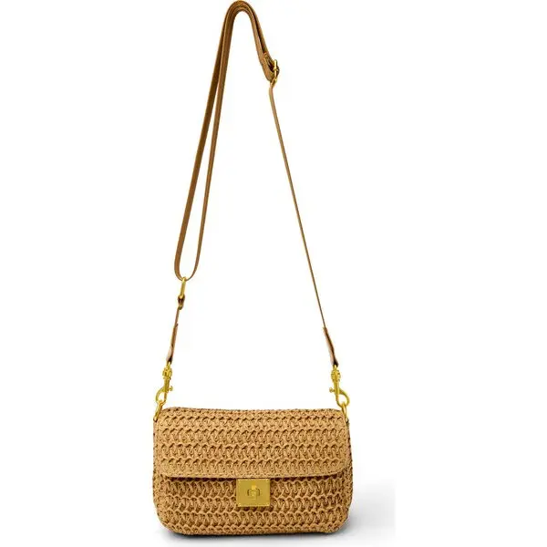 THINK ROYLN High Society Raffia Convertible Clutch - Chai Open-weave Raffia