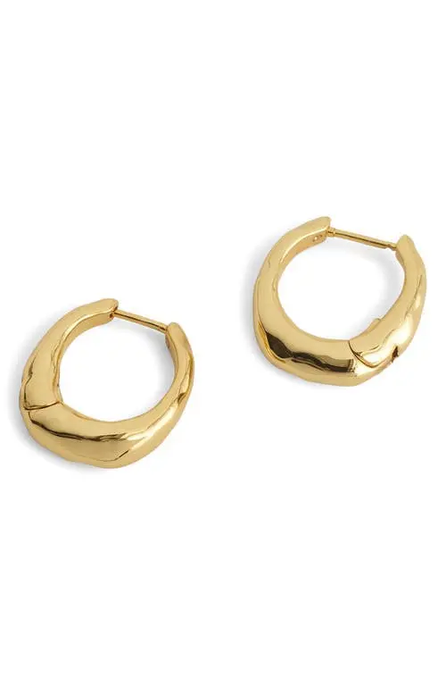 Madewell Hammered Puffy Huggie Hoop Earrings - Antique Gold