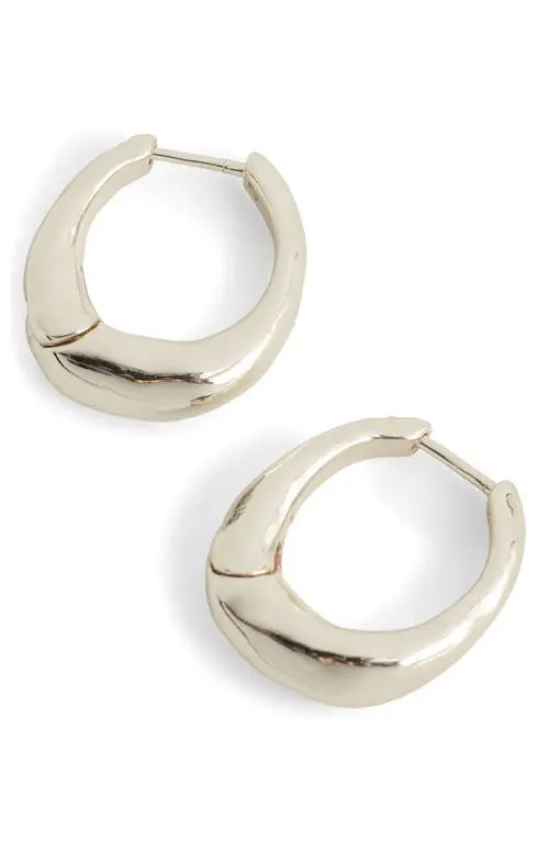 Madewell Hammered Puffy Small Huggie Hoop Earrings - Warm Silver