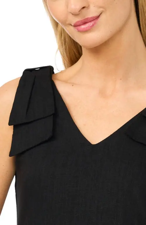 CECE DUPRAZ Bow Shoulder Shift Minidress - Rich Black