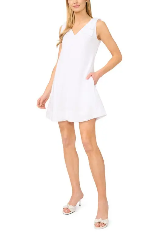 CECE DUPRAZ Bow Shoulder Shift Minidress - Ultra White