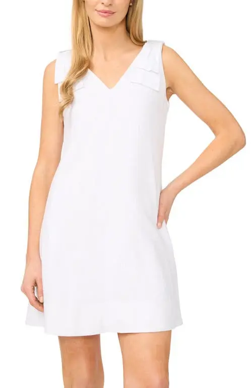 CECE DUPRAZ Bow Shoulder Shift Minidress - Ultra White