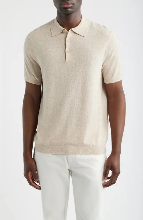 Scott Barber Solid Bouclé Polo - Flax