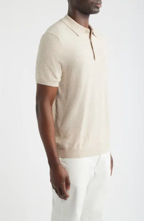 Scott Barber Solid Bouclé Polo - Flax