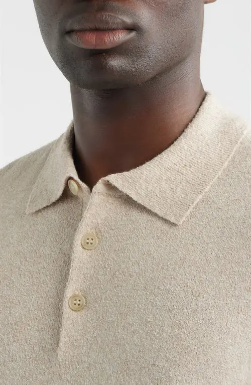 Scott Barber Solid Bouclé Polo - Flax