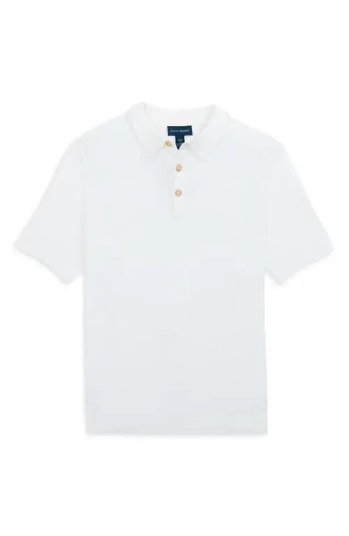 Scott Barber Solid Bouclé Polo - White