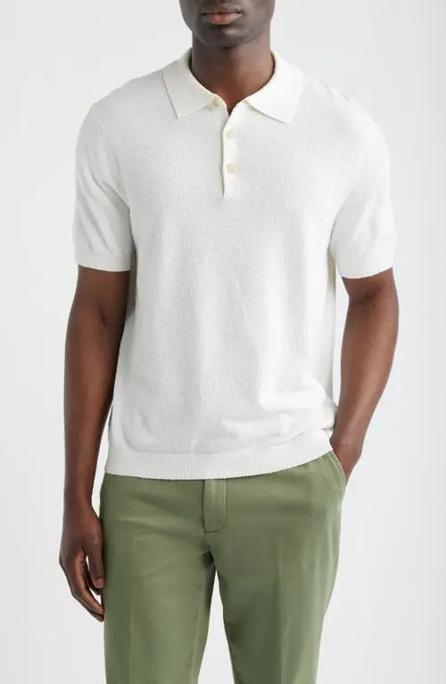 Scott Barber Solid Bouclé Polo - White