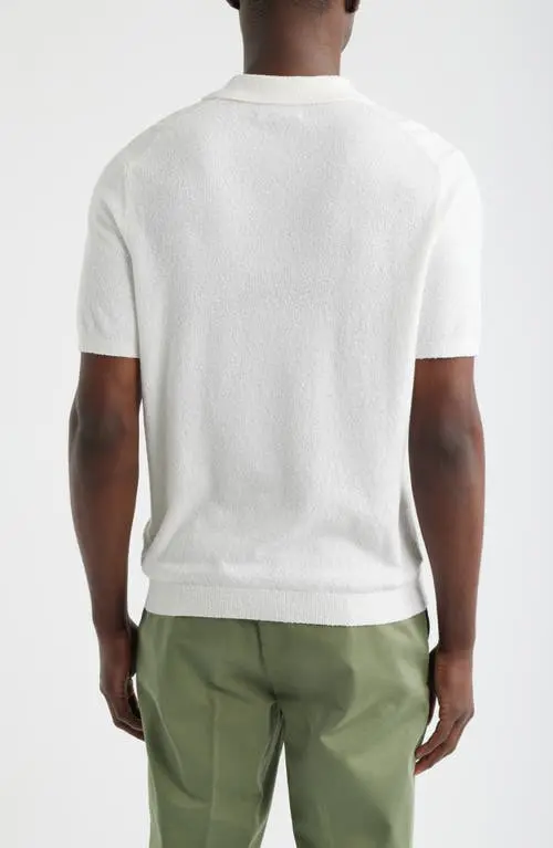 Scott Barber Solid Bouclé Polo - White
