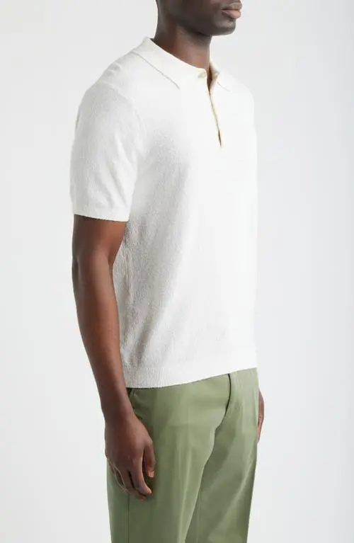 Scott Barber Solid Bouclé Polo - White