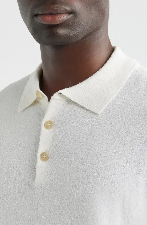 Scott Barber Solid Bouclé Polo - White