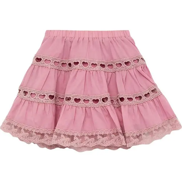 THEME Sofia Heart Bow Lace Mini Skirt - Ballet Pink