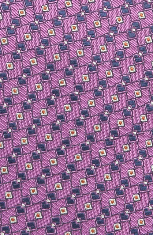 Canali Medallion Silk Jacquard Tie - Purple