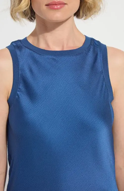 Lyssé Akemi Mixed Media Tank Top - Palermo Blue