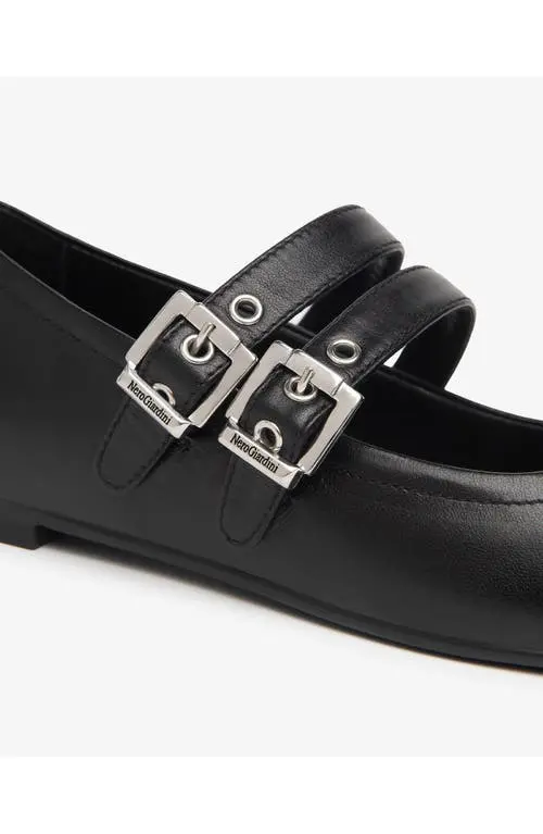 NEROGIARDINI Double Strap Ballet Flat - Black