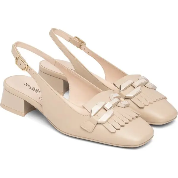 NEROGIARDINI Kiltie Fringe Slingback Pump - Latte