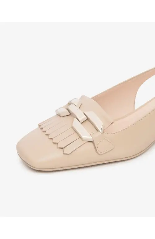 NEROGIARDINI Kiltie Fringe Slingback Pumps - Latte