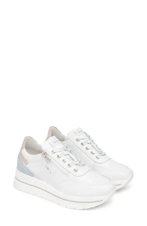 NEROGIARDINI Side Zip Wedge Sneaker - White