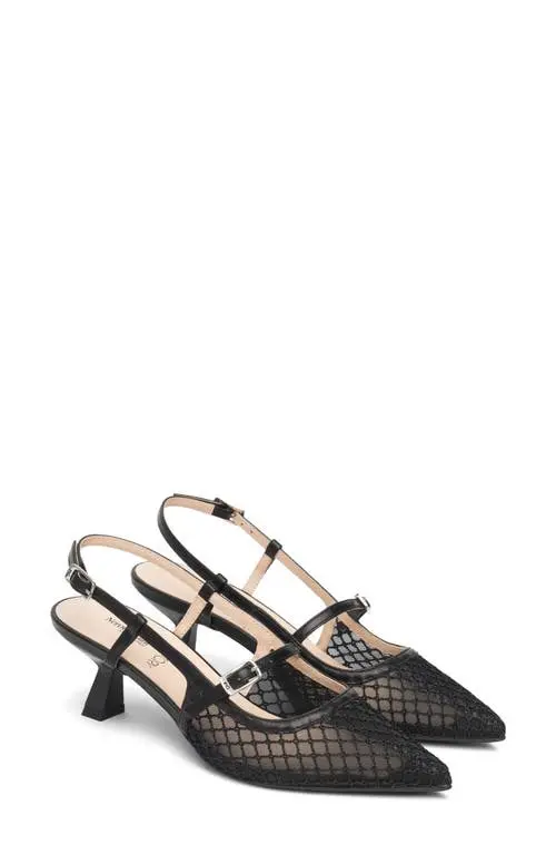 NEROGIARDINI Mesh Pointed Toe Slingback Pump - Black
