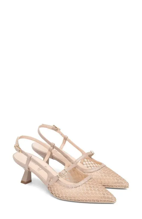 NEROGIARDINI Mesh Pointed Toe Slingback Pumps - Rose
