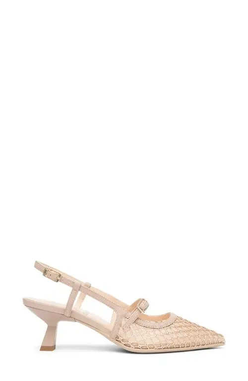 NEROGIARDINI Mesh Pointed Toe Slingback Pumps - Rose