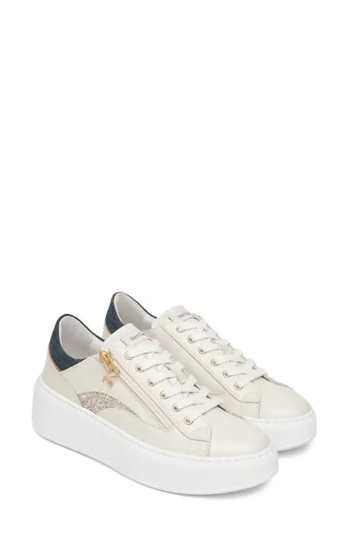 NEROGIARDINI Side Zip Platform Sneakers - Beige Multi