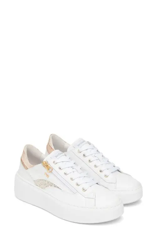 NEROGIARDINI Side Zip Platform Sneaker - White Multi
