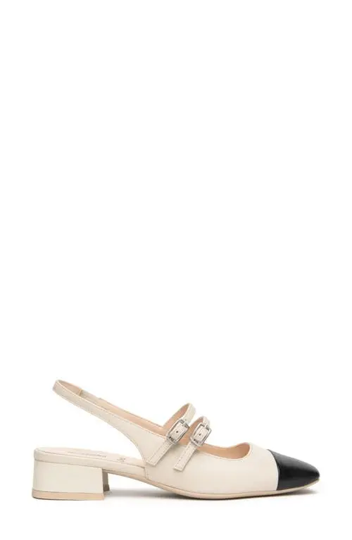 NEROGIARDINI Slingback Cap Toe Pump - Beige/black