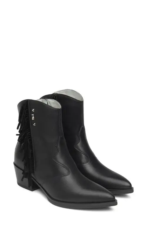NEROGIARDINI Fringe Western Bootie - Black