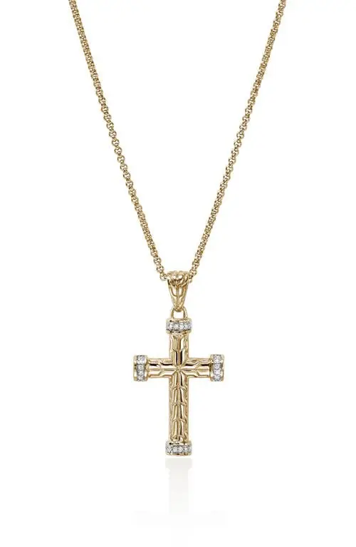 John Hardy Carved Chain Cross Pendant With Pavé Diamonds