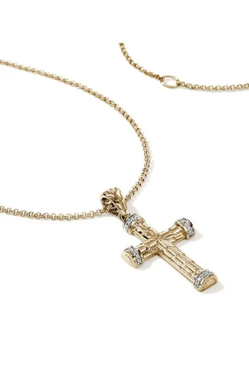John Hardy Carved Chain Cross Pendant With Pavé Diamonds