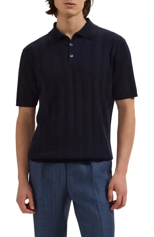 Bugatchi Textured Stripe Polo Sweater