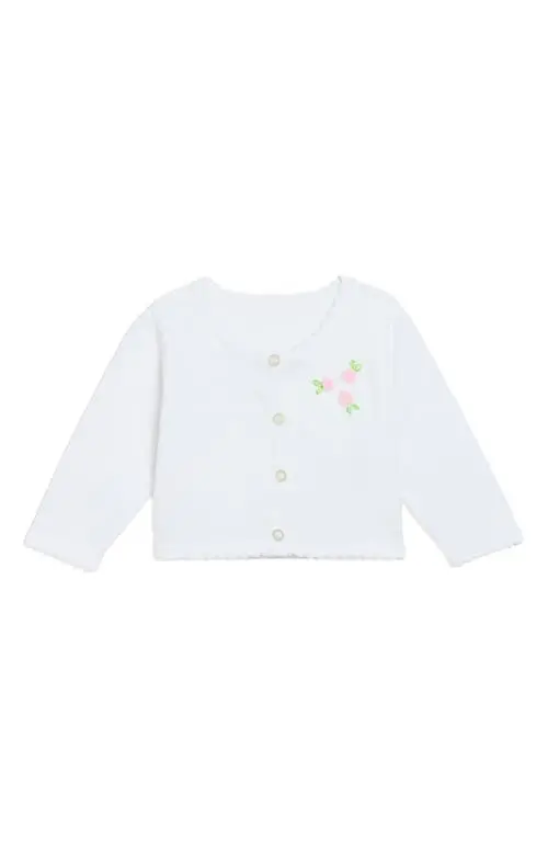 PIPPA & JULIE Rosebud Embroidered Cotton Cardigan - White