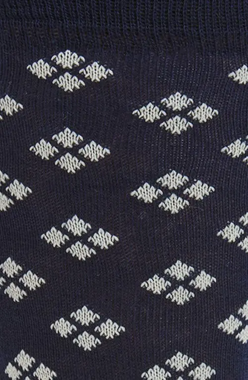 Nordstrom Geo Pattern Cotton Blend Dress Socks - Navy